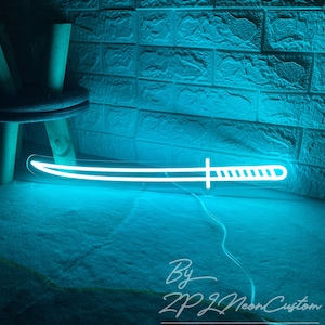 Katana LED Neon Sign, Japanese Wall Art, Game Room Decor - Etsy