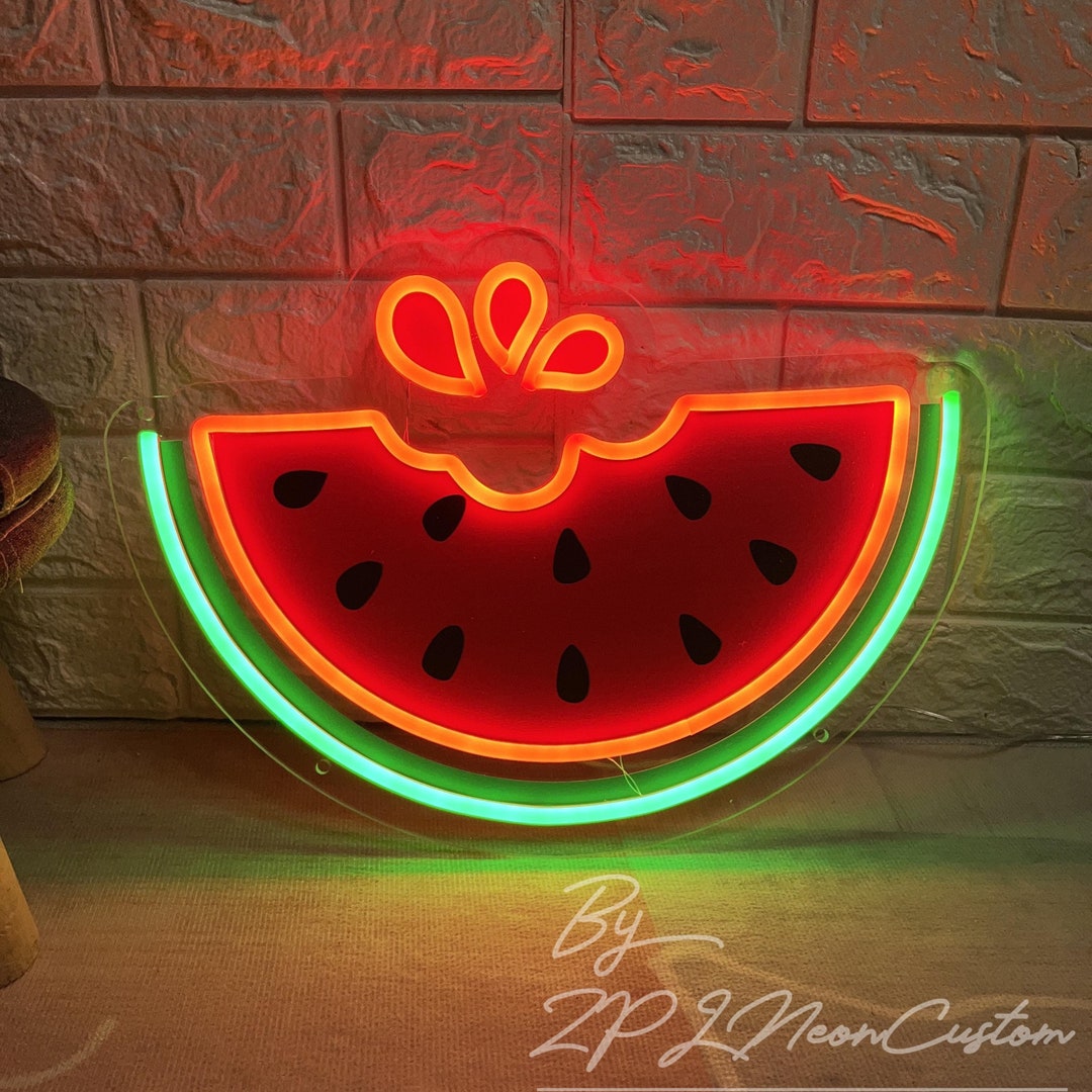 Watermelon Neon Sign: Custom LED Acrylic Fruit Decor - Etsy
