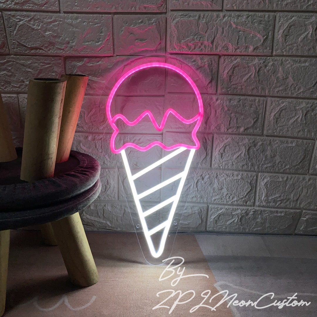 Ice Cream Neon Sign Ice Cone Neon Sign Custom Neon Sign Led Light for ...
