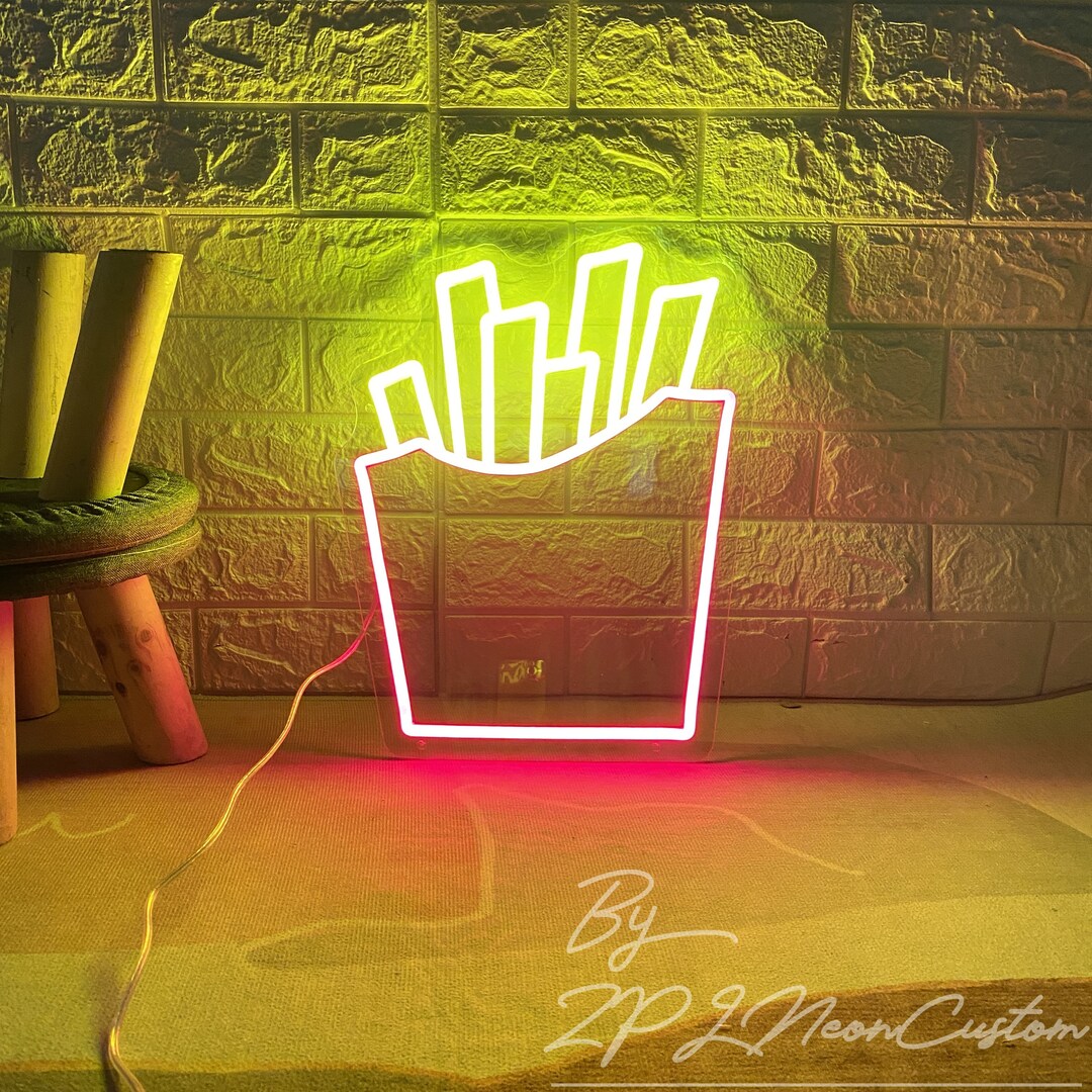 French Fries Neon Sign Custom Food Neon Sign Restaurant Home Wall Decor ...