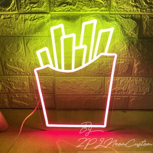 French Fries Neon Sign Custom Food Neon Sign Restaurant Home Wall Decor ...