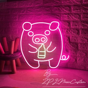 Pig Neon Sign Custom Animal Neon Sign Soju Resturant Neon Sign Art Led ...