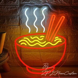 Ramen Bowl Neon Sign Custom Food Neon Sign Noodles Restaurant Neon ...
