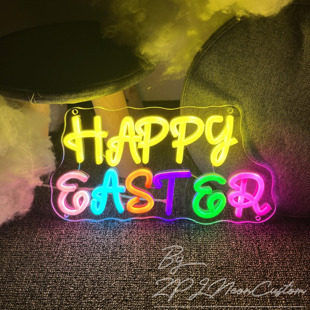 Happy Easter Neon Sign Custom Easter Neon Light Easter Day Party Decor ...