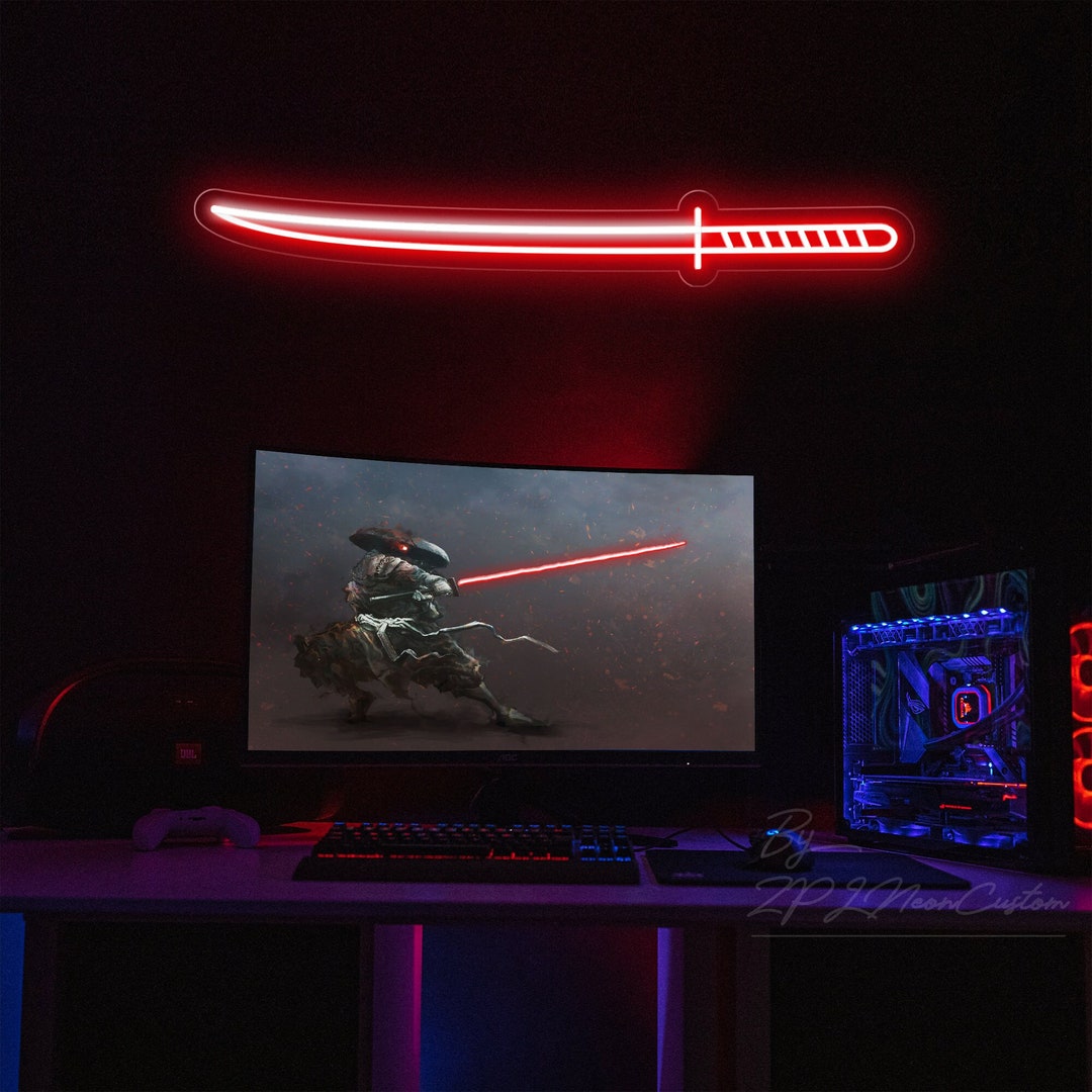 Katana LED Neon Sign, Japanese Wall Art, Game Room Decor - Etsy