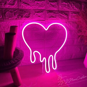 Melting Heart Neon Sign, Dripping Heart Wall Decor - Etsy