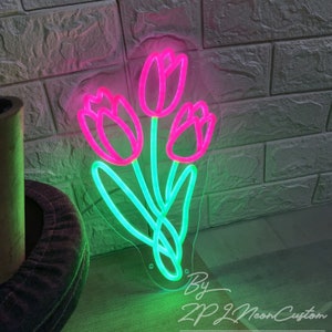 Flower Neon Sign Rose Neon Sign Custom Plants Neon Sign Bedroom Home ...