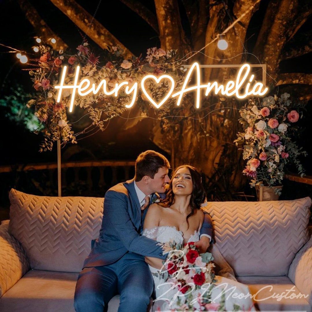 Custom Wedding Neon Sign,custom Name Neon Sign,custom Wedding Name Led ...