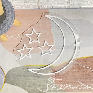 Stars and Moon Neon Sign Custom Neon Sign Bedroom LED Neon Sign Home ...