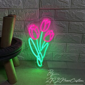 Flower Neon Sign Rose Neon Sign Custom Plants Neon Sign Bedroom Home ...