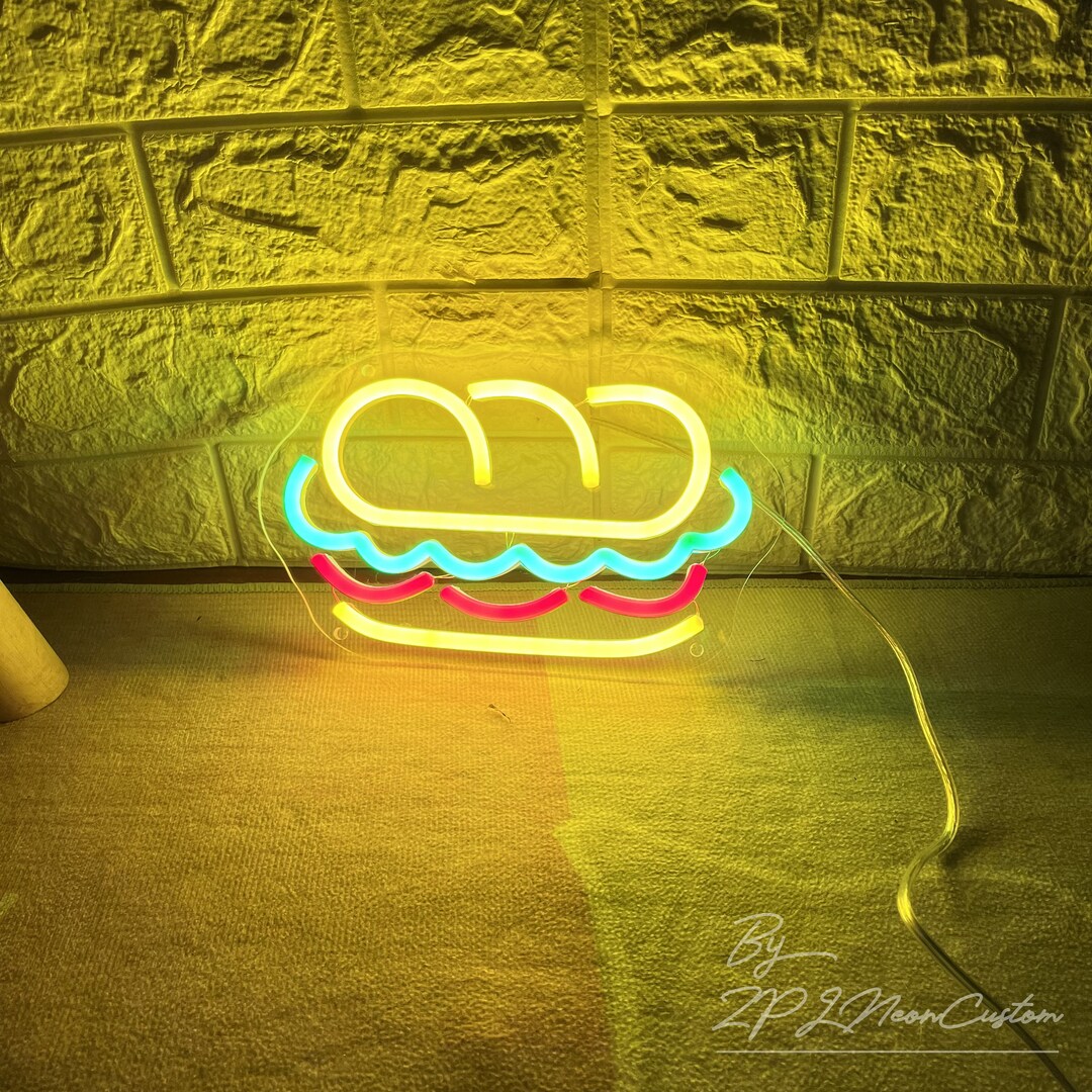 Sandwich Baguette Neon Sign Custom Food Neon Sign Burger Restaurant LED ...