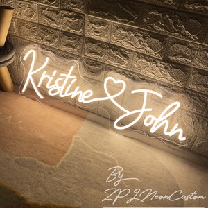 Custom Wedding Neon Sign, Couple Name With Heart Led Light Wedding ...