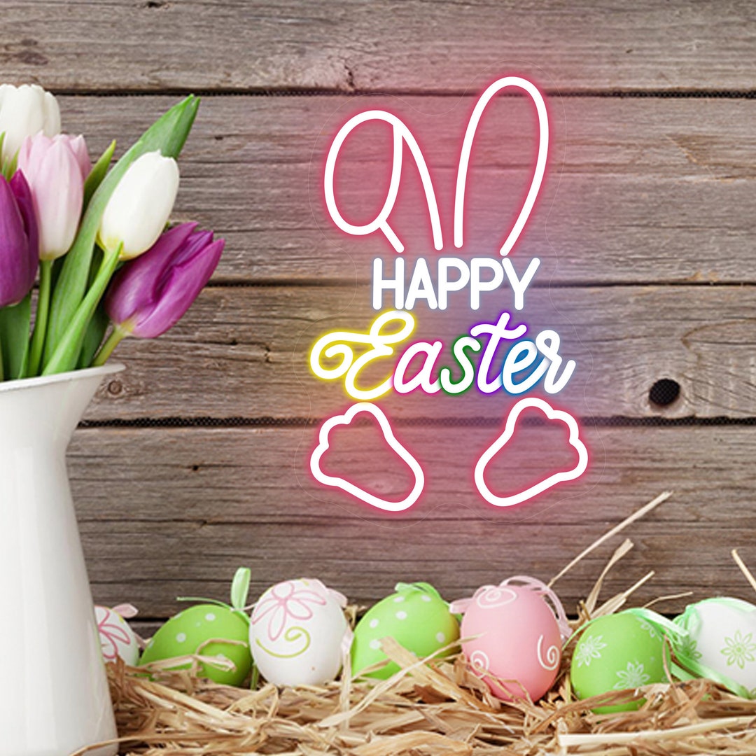 Happy Easter Neon Sign Custom Festival Neon Sign Led Neon Light Easter ...