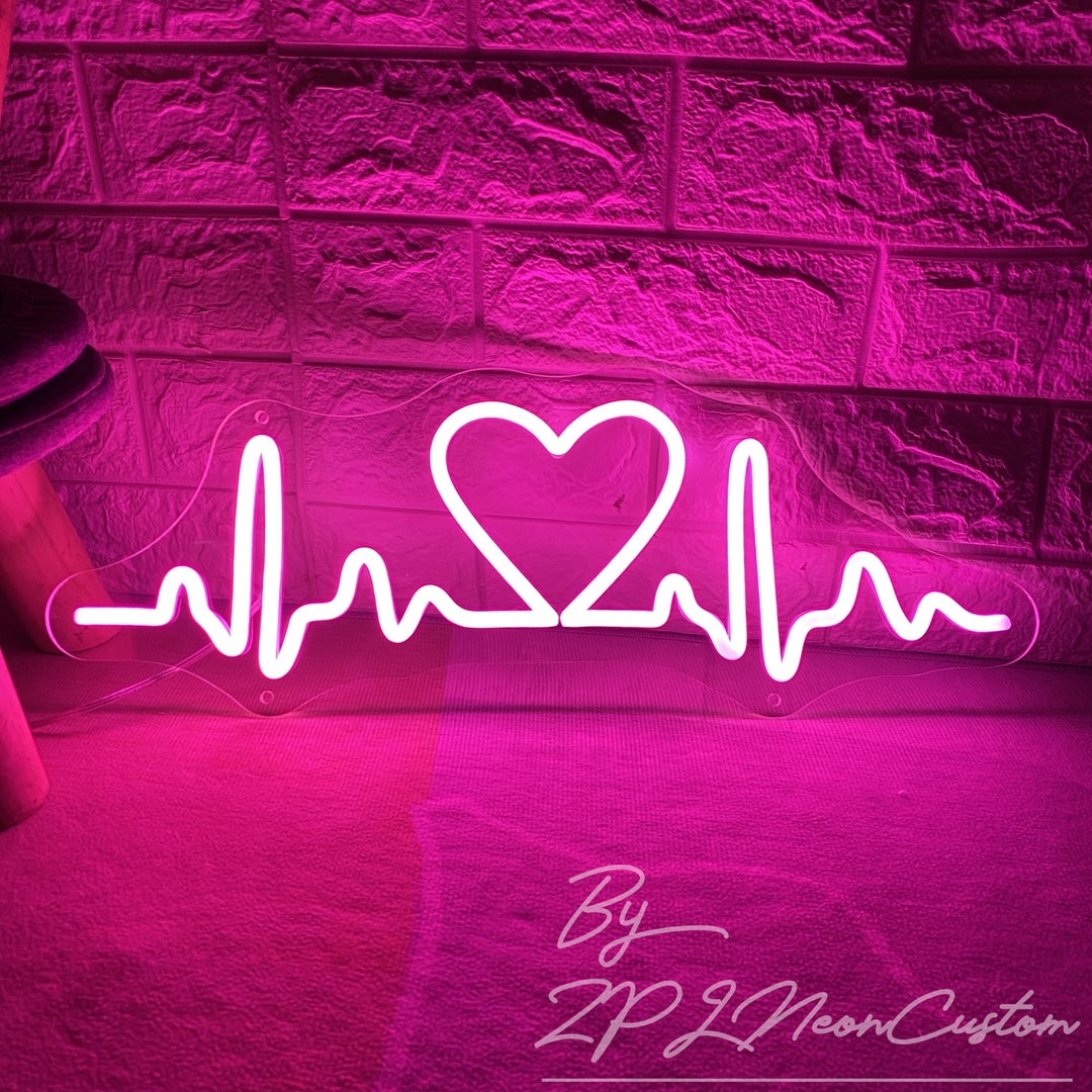 Heartbeat Neon Sign: Custom LED Light, Bedroom Wall Decor - Etsy