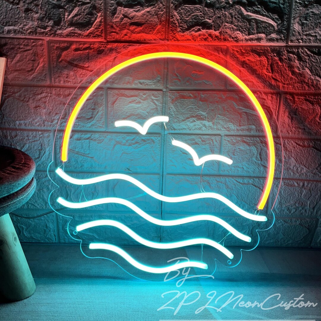 Sunset Sea Wave Neon Sign | Custom Seaside LED Wall Decor - Etsy