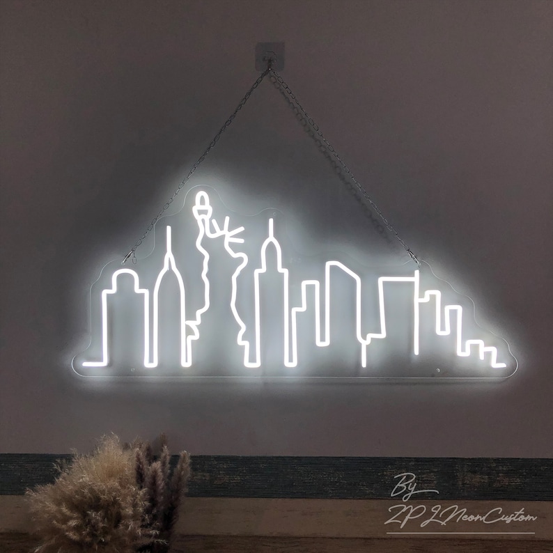 New York City Skyline Neon Sign, Custom LED Wall Decor - Etsy