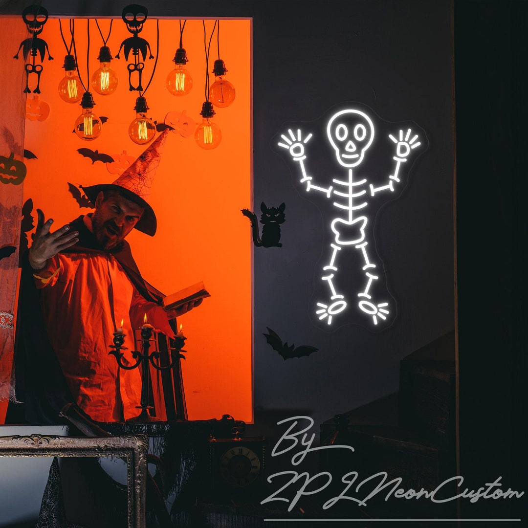 Halloween Skeleton Neon Sign Custom Halloween Sign Skeleton Body Led ...