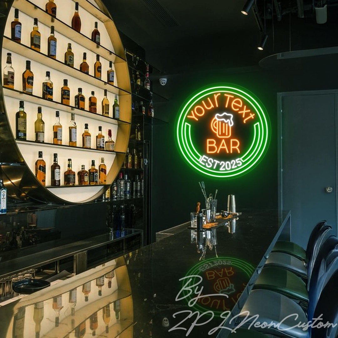 Custom Bar Name Neon Sign - Home Bar Decor, Man Cave Gift for Him - Etsy