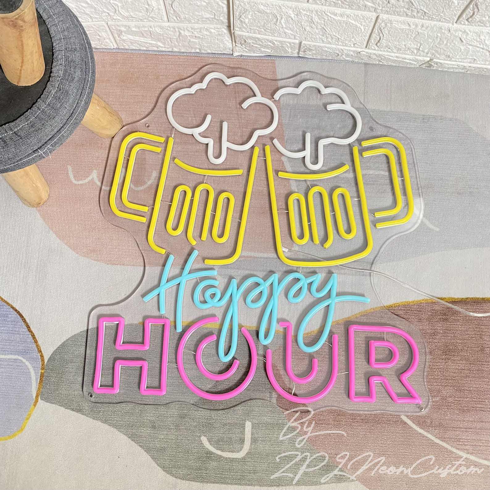 Happy Hour Beer Mug Neon Sign, Custom Bar Decor - Etsy