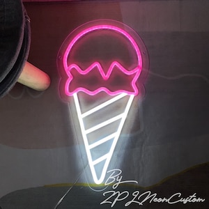 Ice Cream Neon Sign Ice Cone Neon Sign Custom Neon Sign Led Light for ...