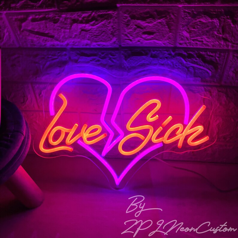 Love Neon Sign | Heart Broken LED Light, Wall Decor - Etsy