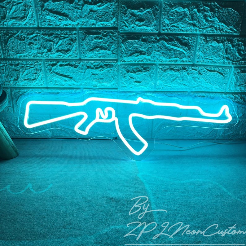 Gun Neon Sign Custom Toy Neon Sign Gun Led Neon Light Game Room Wall ...