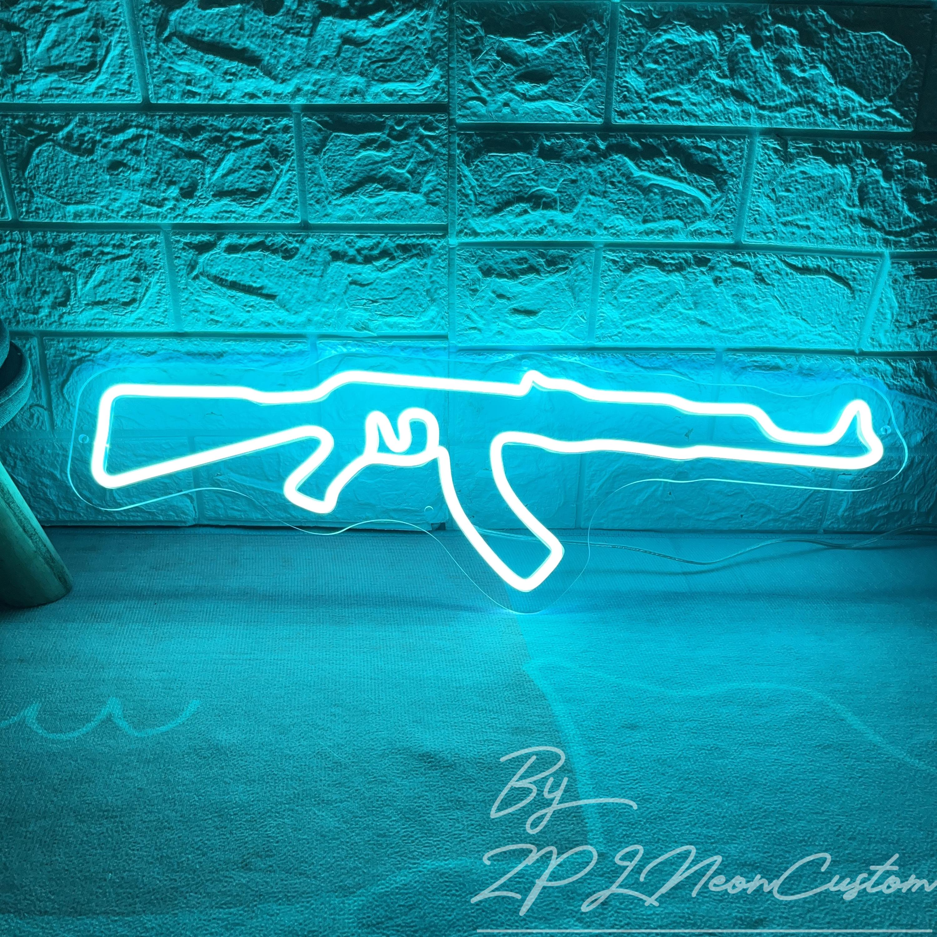 Gun Neon Sign Custom Toy Neon Sign Gun Led Neon Light Game Room Wall ...