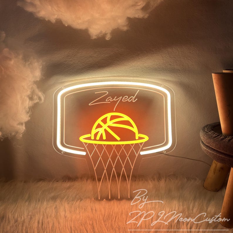 Custom Basketball Name Neon Sign, Boy Bedroom Decor, Personalized Neon ...