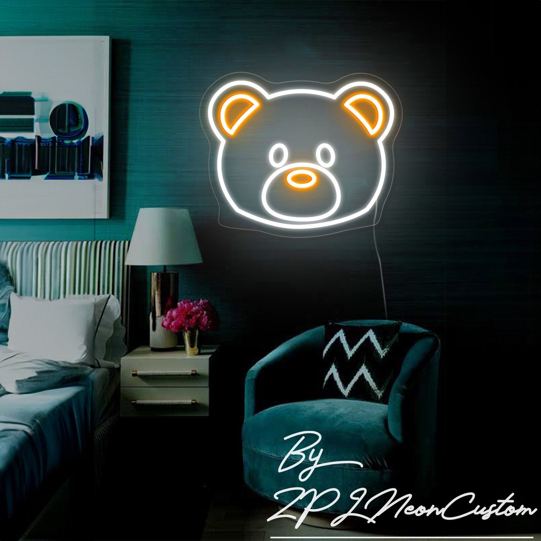 Cute Bear Neon Sign Custom Animal Neon Sign Led Light Bedroom Home Dorm ...