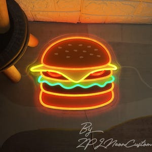 Hamburger Neon Sign Custom Food Neon Sign Burger Led Neon Light up Sign ...