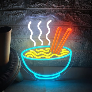 Ramen Bowl Neon Sign Custom Food Neon Sign Noodles Restaurant Neon ...