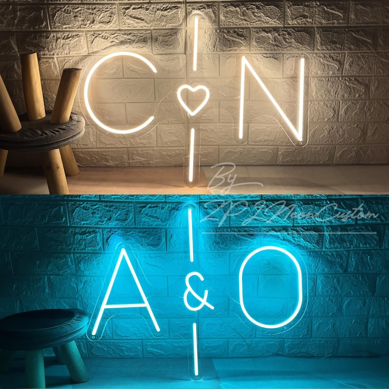 Custom Initials Neon Sign, Personalized Couple Name Led Light,wedding ...