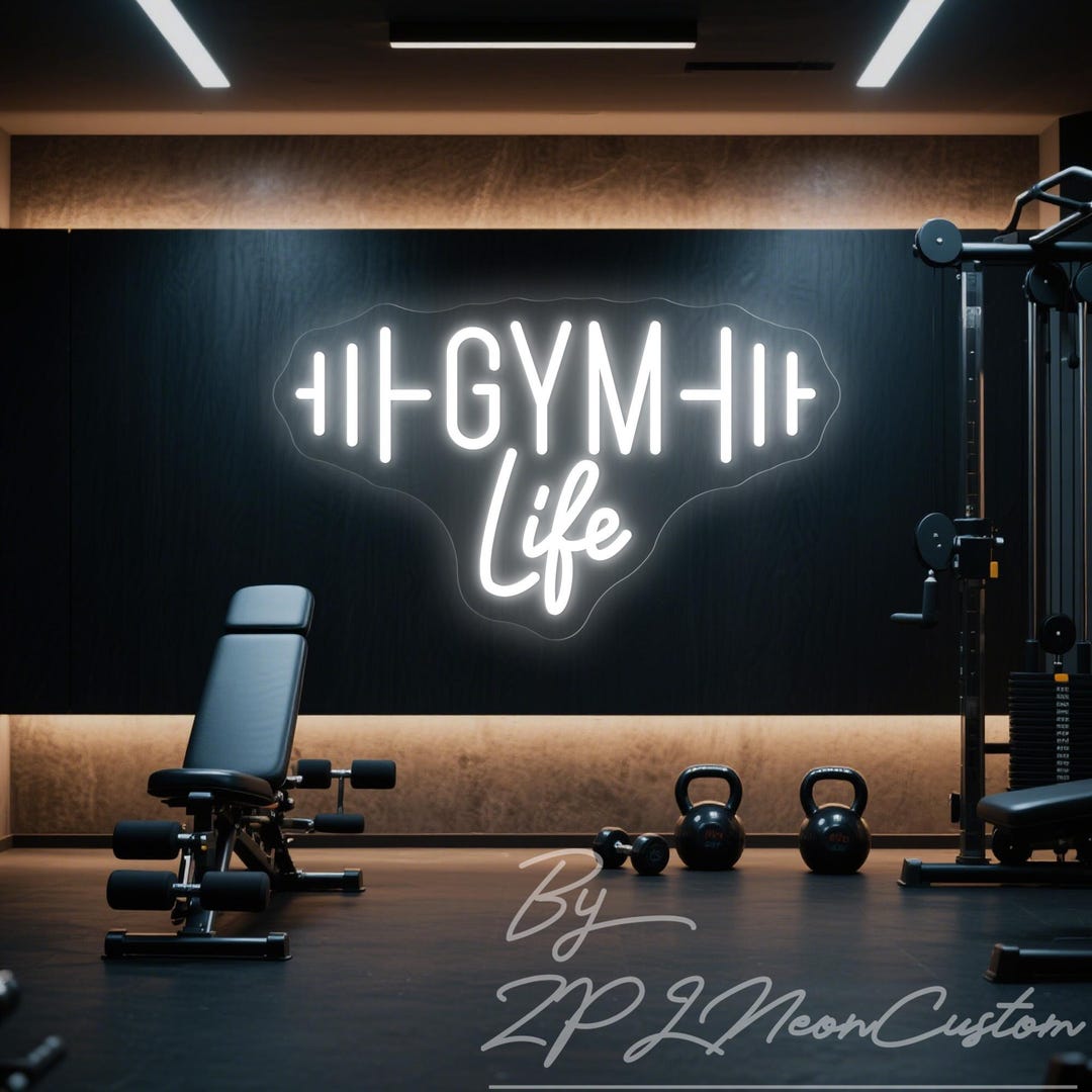Gym Life Neon Sign: Barbell LED Light, Home Gym Decor - Etsy
