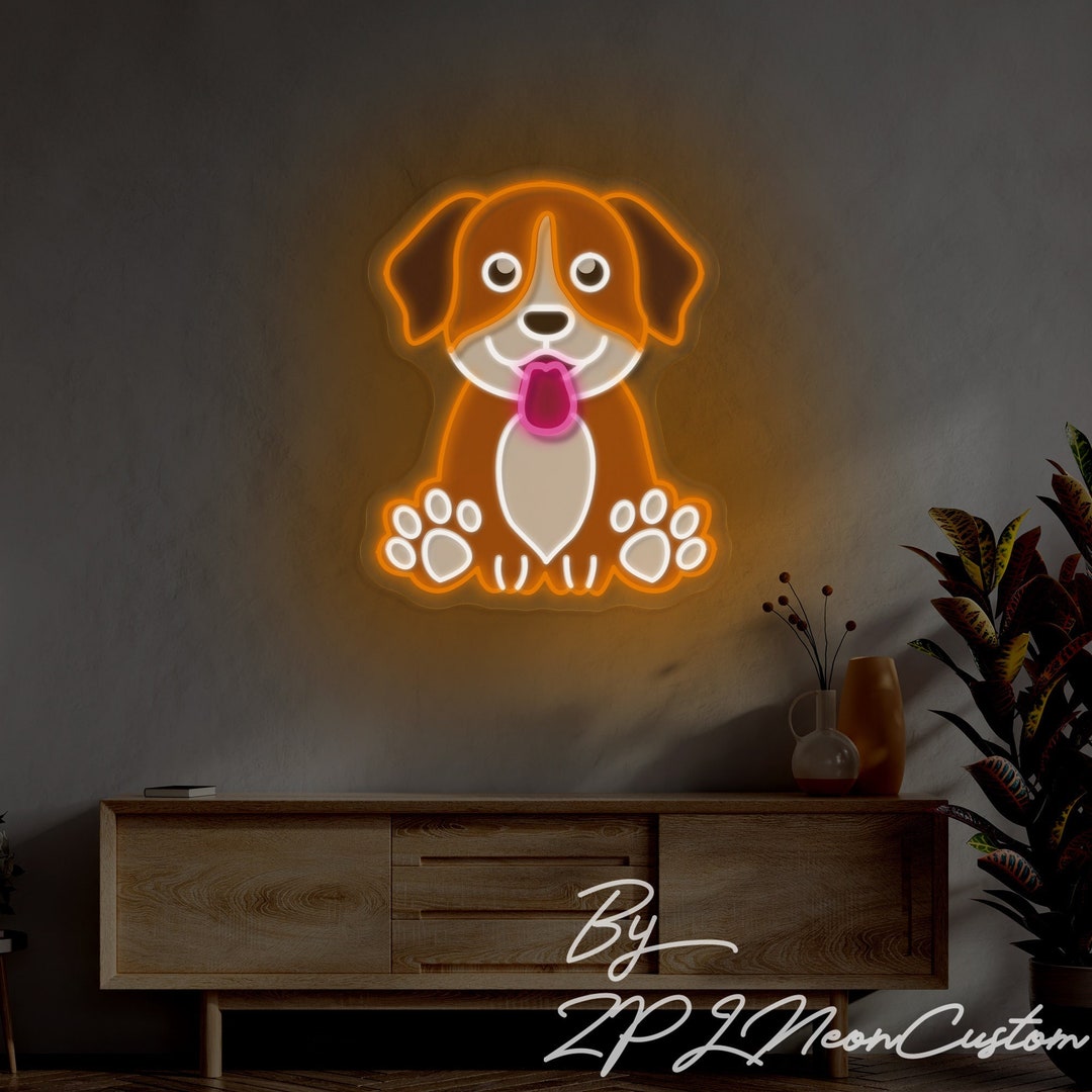 Dog Neon Sign Custom Neon Sign Cute Animal Led Light Uv Print Pet Neon ...
