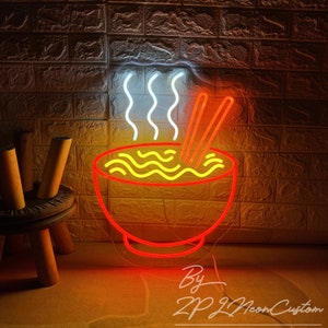 Ramen Bowl Neon Sign Custom Food Neon Sign Noodles Restaurant Neon ...