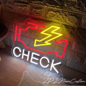 Check Engine Neon Sign Garage Neon Sign Led Light Car Garage Decor ...