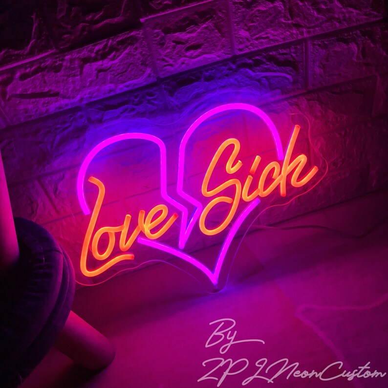 Love Neon Sign | Heart Broken LED Light, Wall Decor - Etsy
