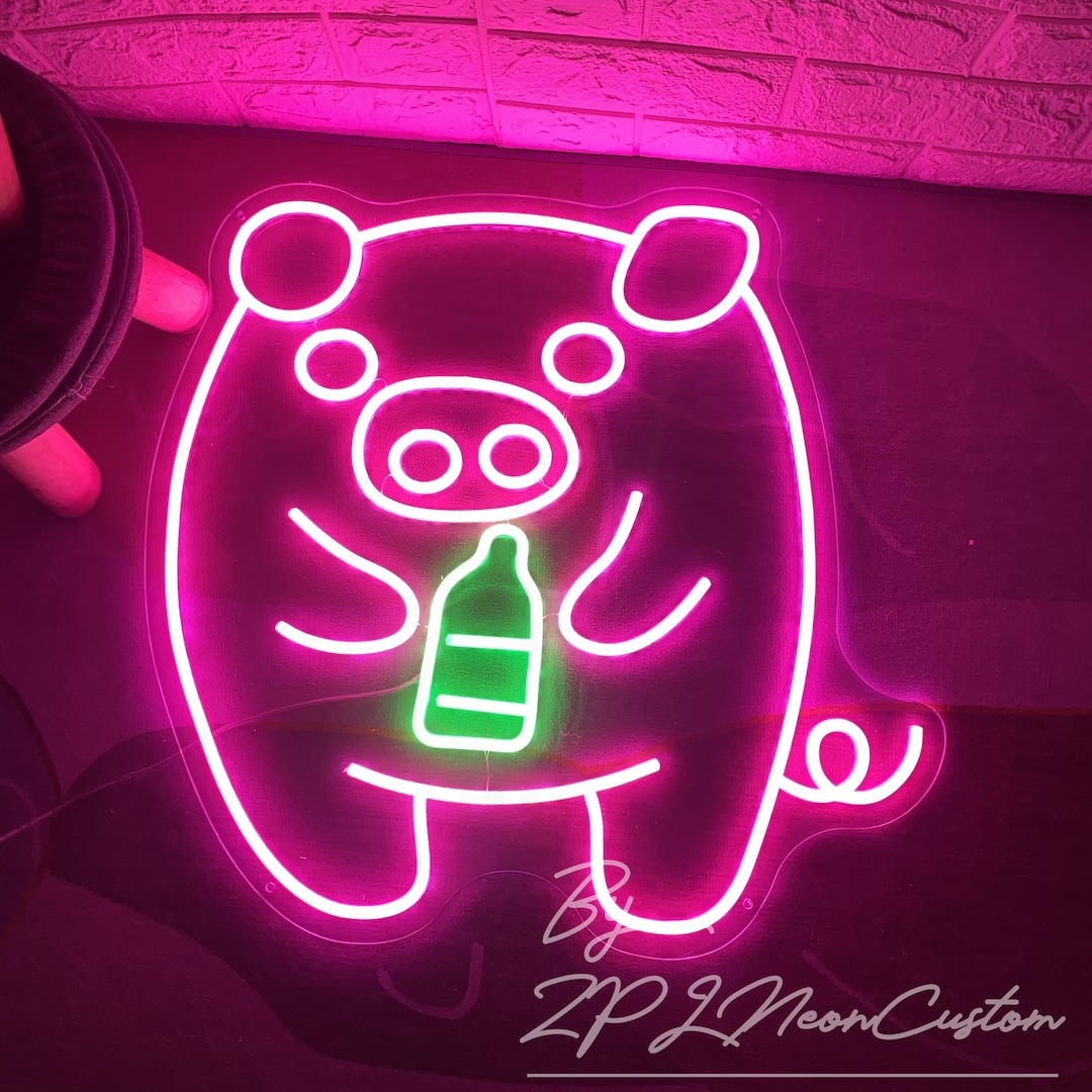 Pig Neon Sign Custom Animal Neon Sign Soju Resturant Neon Sign Art Led ...