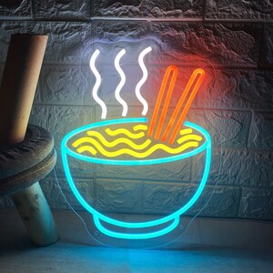 Ramen Bowl Neon Sign Custom Food Neon Sign Noodles Restaurant Neon ...
