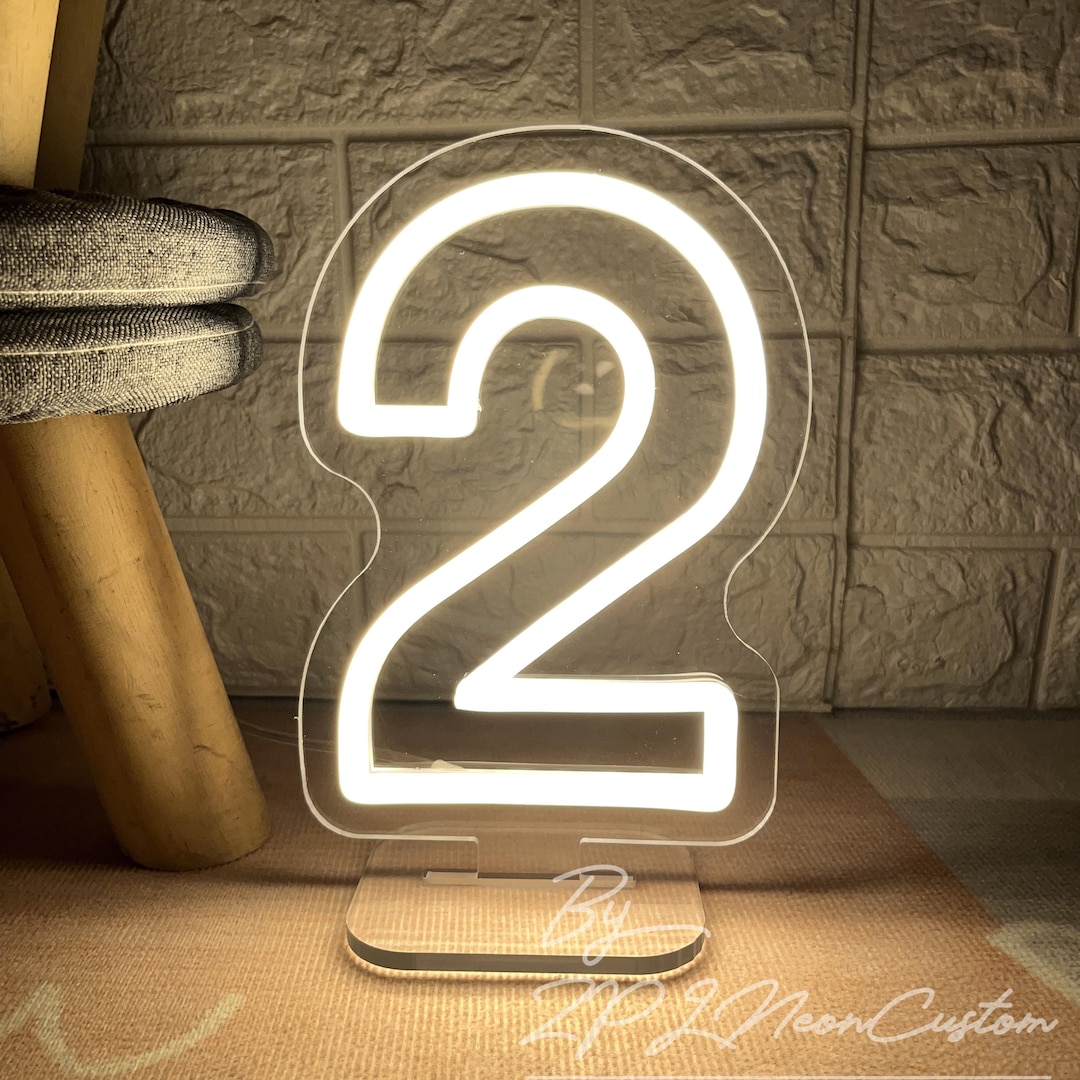 Table Number Neon Sign Table Neon Sign 9.5" Height USB Led Light for ...