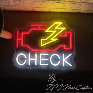 Check Engine Neon Sign Garage Neon Sign Led Light Car Garage Decor ...