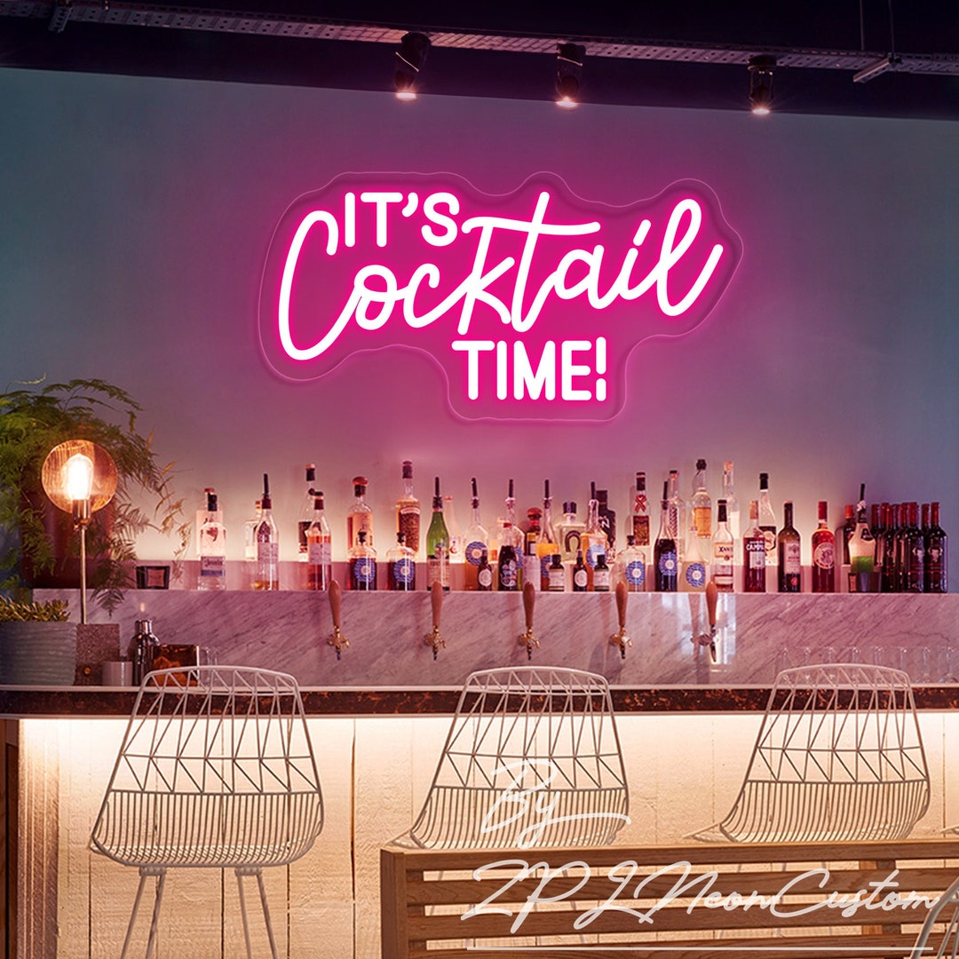 It's Cocktail Time Neon Sign Custom Bar Neon Sign Led Light Bedroom ...