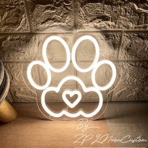 Paw Print Neon Sign Animals Paw Print Custom Neon Sign Led Light Wall ...