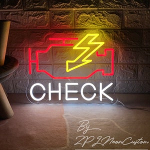 Check Engine Neon Sign Garage Neon Sign Led Light Car Garage Decor ...