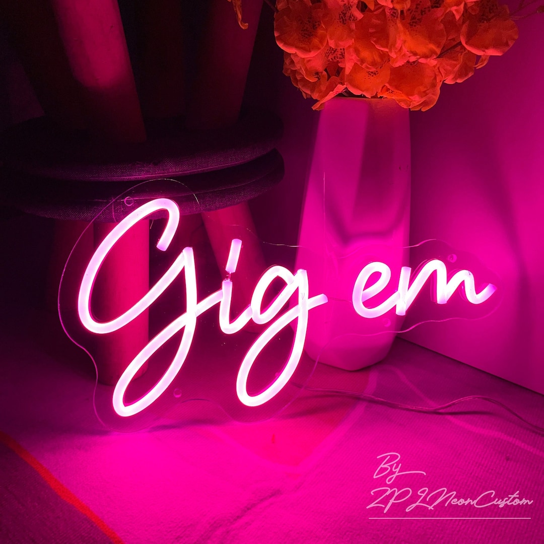 Gig Em Neon Sign Gig Em Aggies Sign Custom Neon Sign Bedroom Neon Bar ...