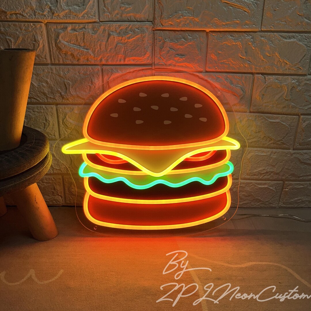 Hamburger Neon Sign Custom Food Neon Sign Burger Led Neon Light up Sign ...