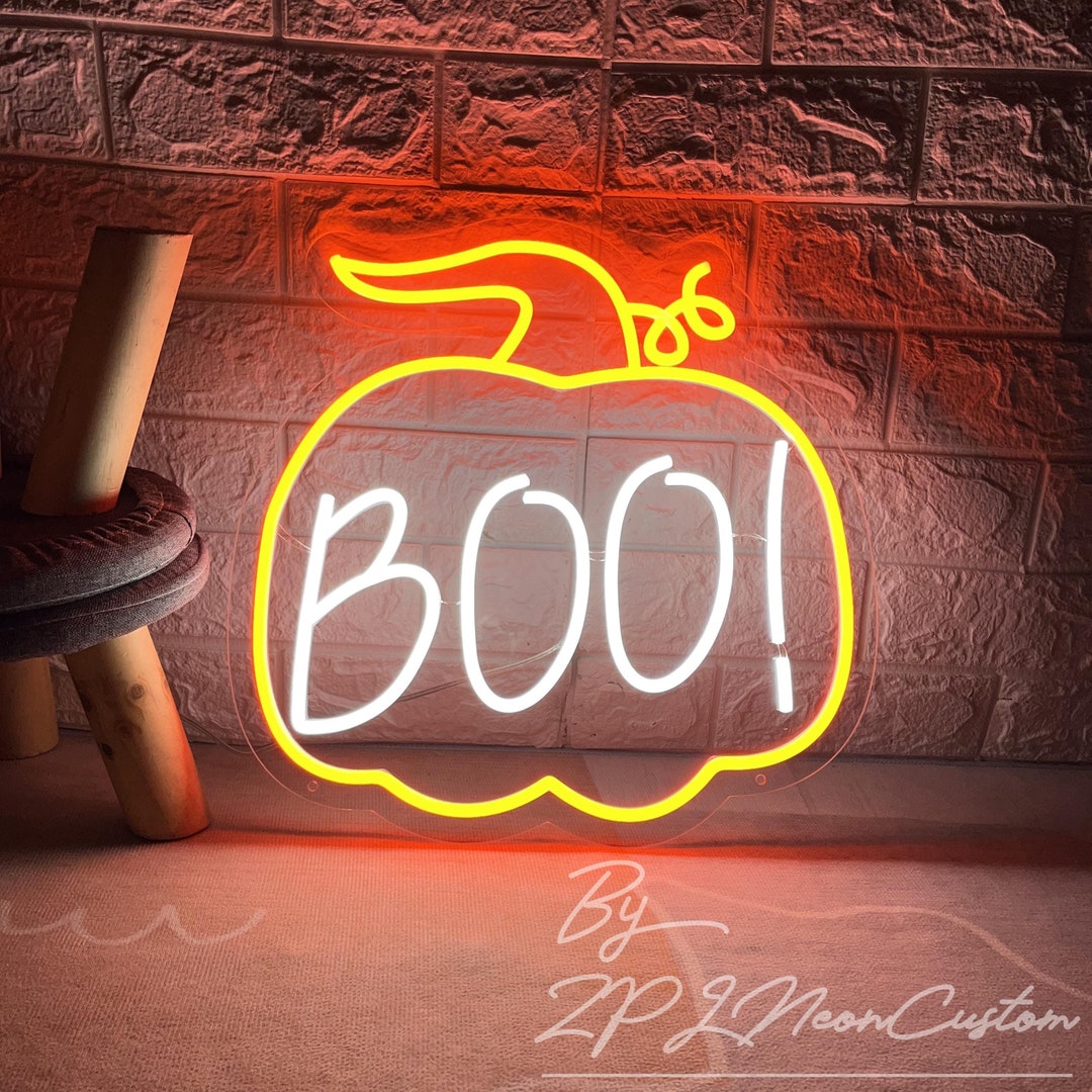 Pumpkin Boo Neon Sign Custom Halloween Neon Sign Led Light Home Wall ...