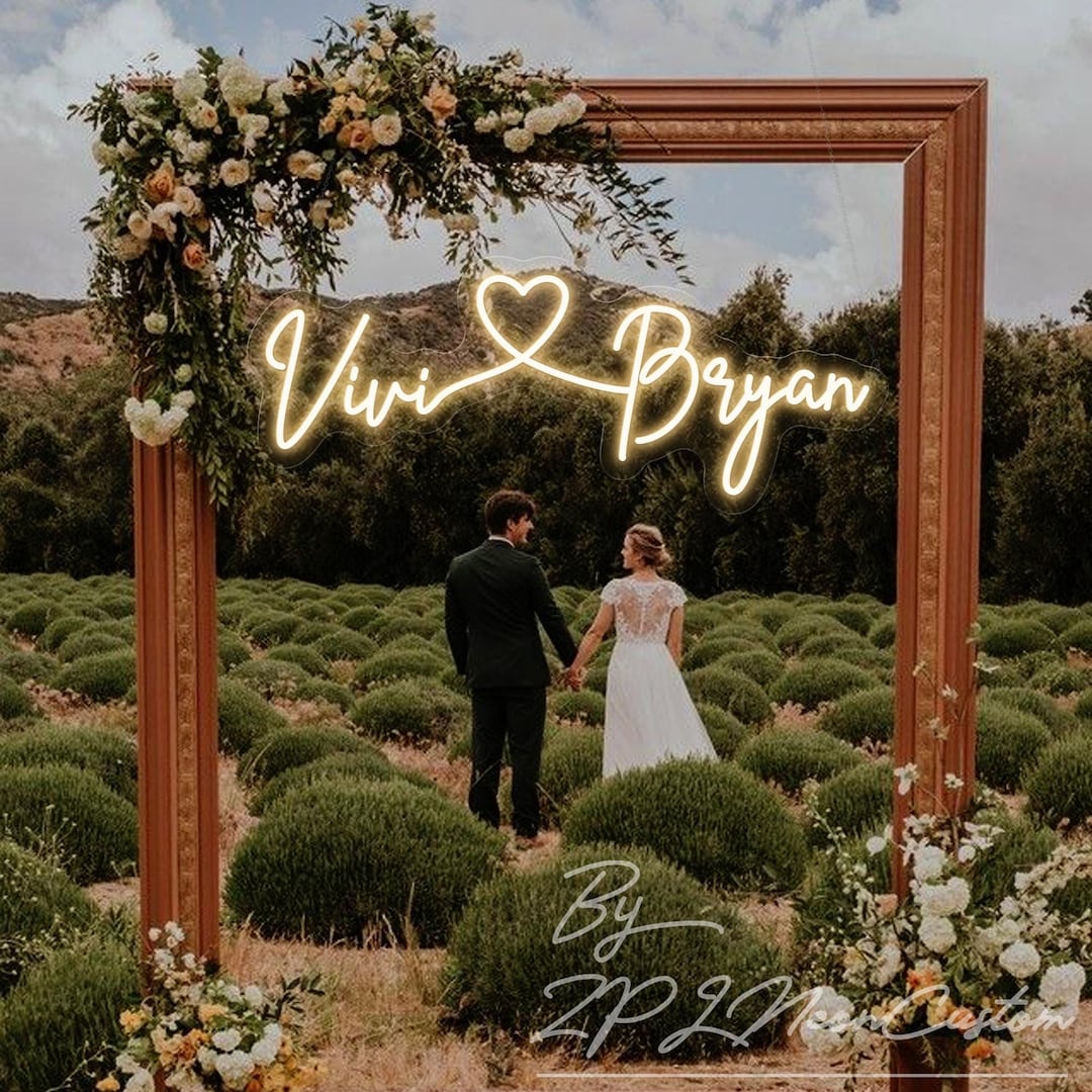 Custom Wedding Neon Sign, Couple Name With Heart Led Light Wedding ...