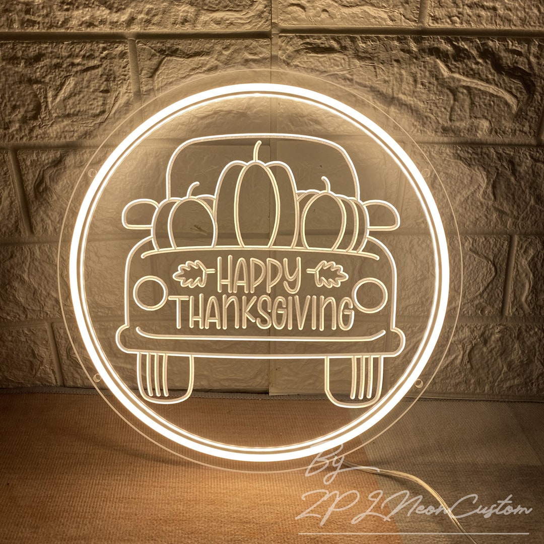 Happy Thanksgiving Neon Sign Pumpkin Trunk LED Neon Light Thanksgiving ...