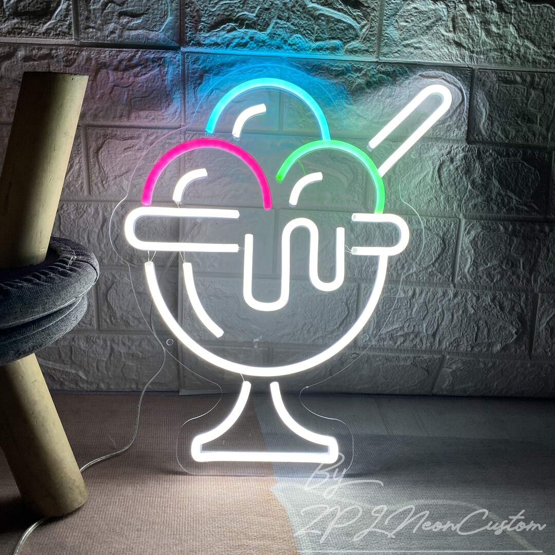 Ice Cream Neon Sign Custom Ice Cream Sign Gelato Sorbet Neon Sign Shop ...